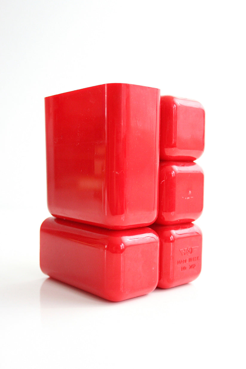 SOLD - Mid Century Mod Desk Organizer / Retro Red Plastic Desk Caddy ...