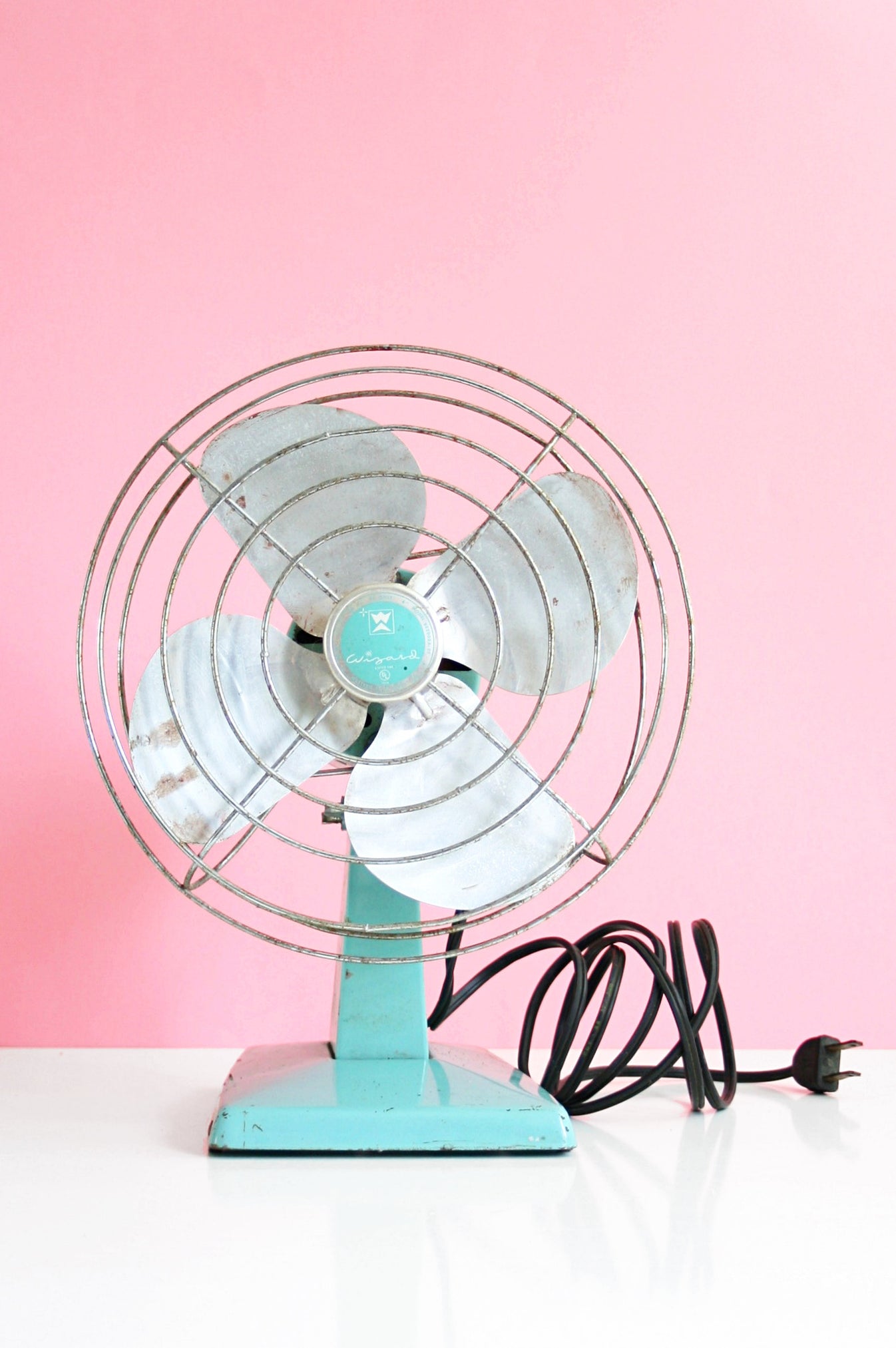 SOLD - Mid Century Modern Aqua Blue Electric Fan / Vintage Wizard Fan ...