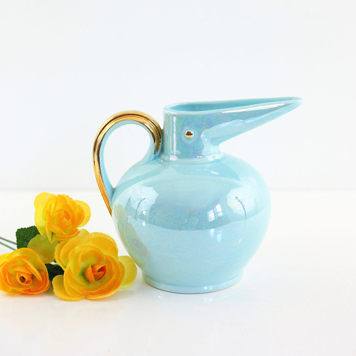 SOLD - Mid Century Modern Lusterware Bird Pitcher – Wise Apple Vintage