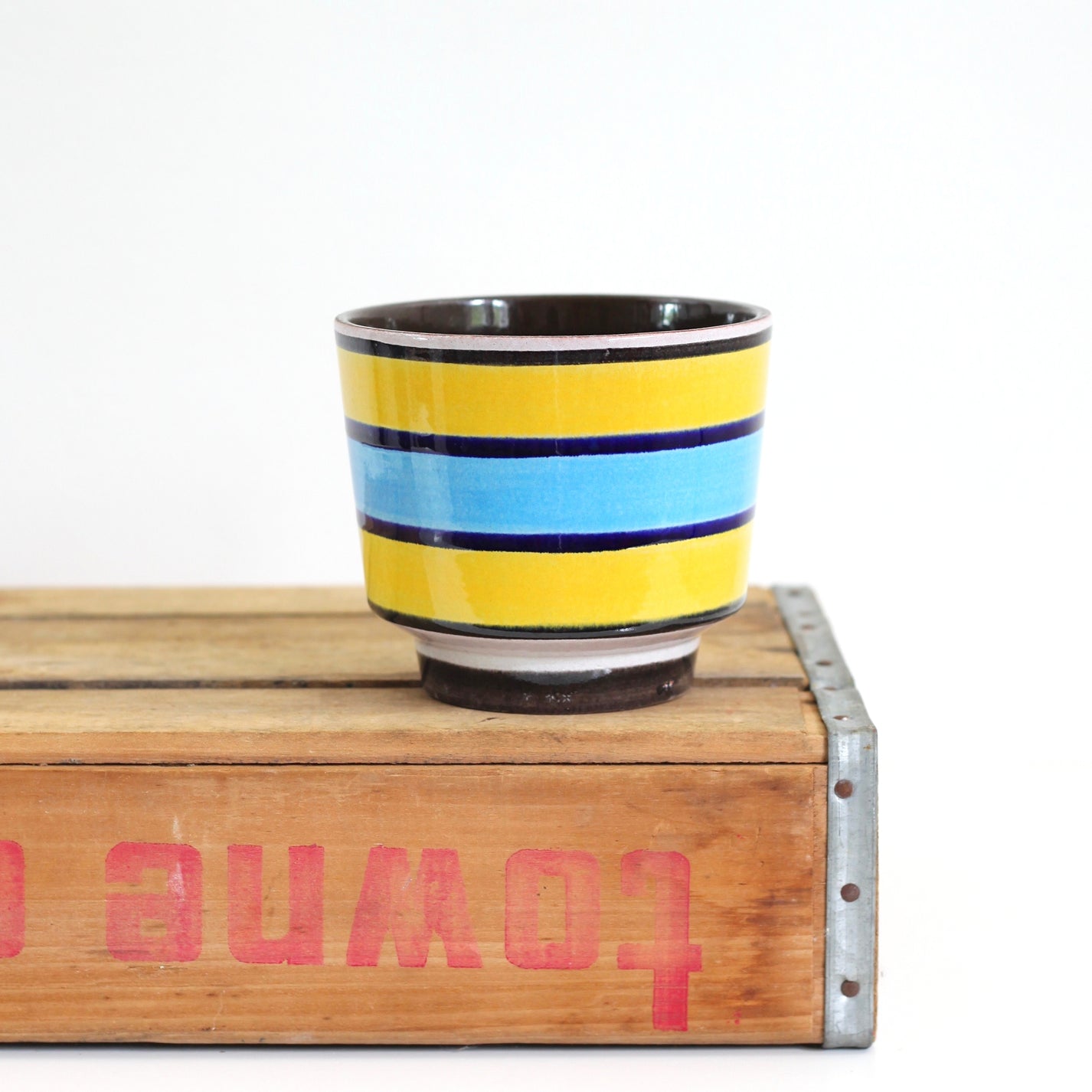SOLD - Mid Century West German Roth Keramik Planter - Turquoise & Yell ...