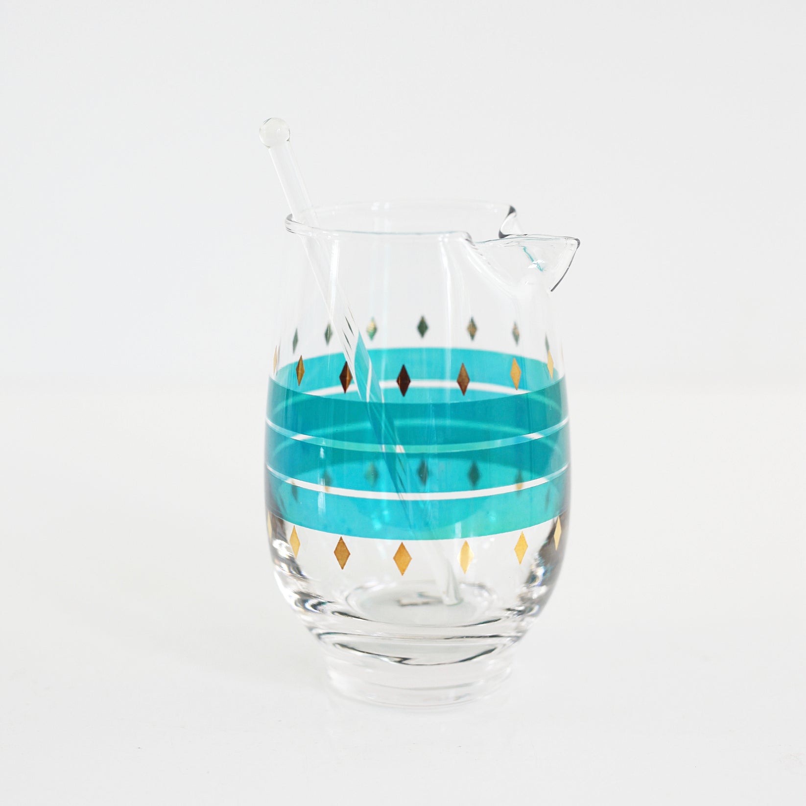 SOLD - Mid Century Modern Aqua & Gold Maritni Pitcher – Wise Apple Vintage