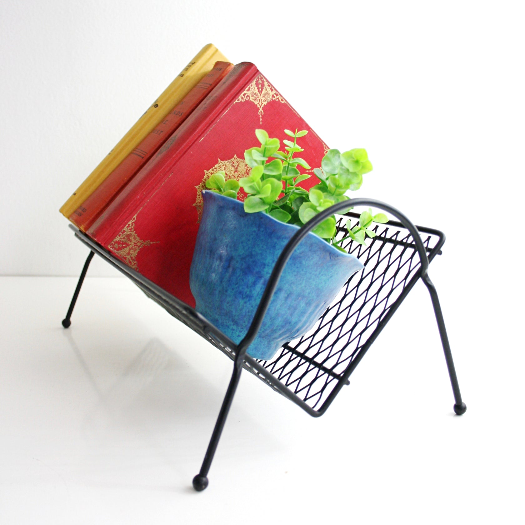 SOLD - Mid Century Black Metal Book Rack – Wise Apple Vintage