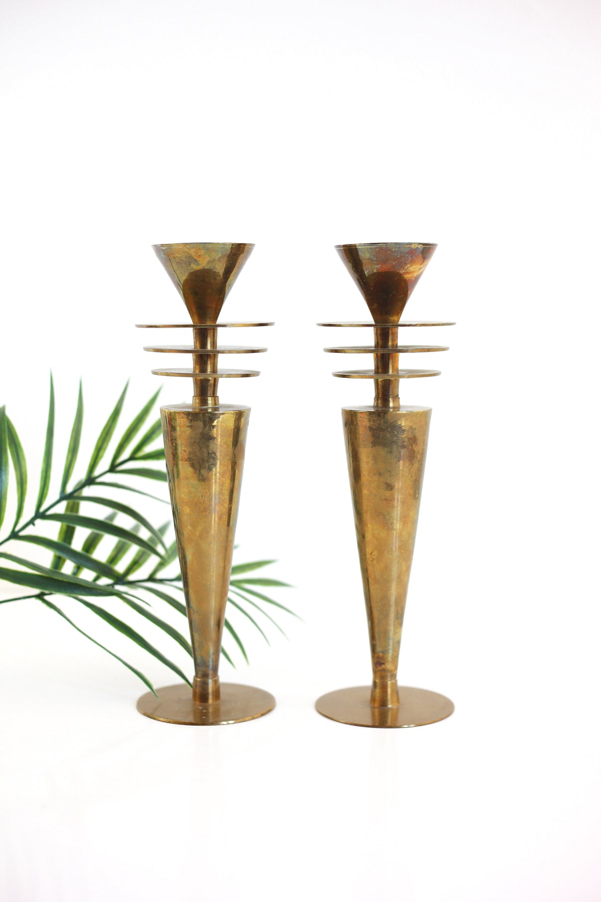 SOLD - 1930s Machine Age Brass Candlesticks – Wise Apple Vintage