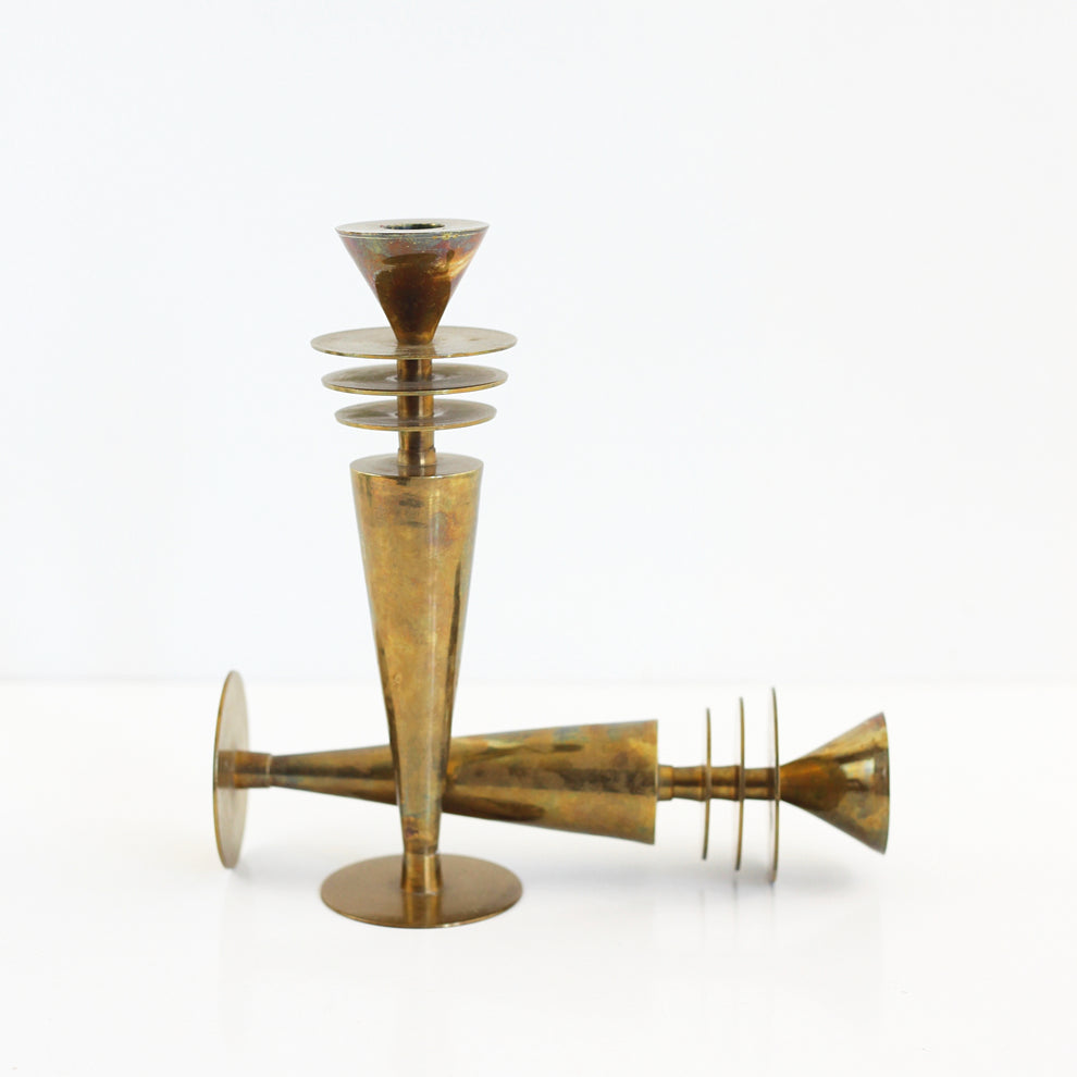 SOLD - 1930s Machine Age Brass Candlesticks – Wise Apple Vintage