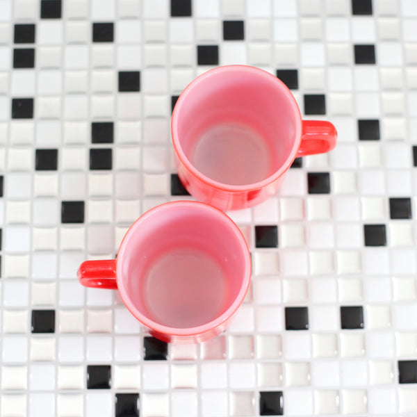 SOLD - Vintage Red Stacking Anchor Hocking Milk Glass Mugs – Wise Apple ...