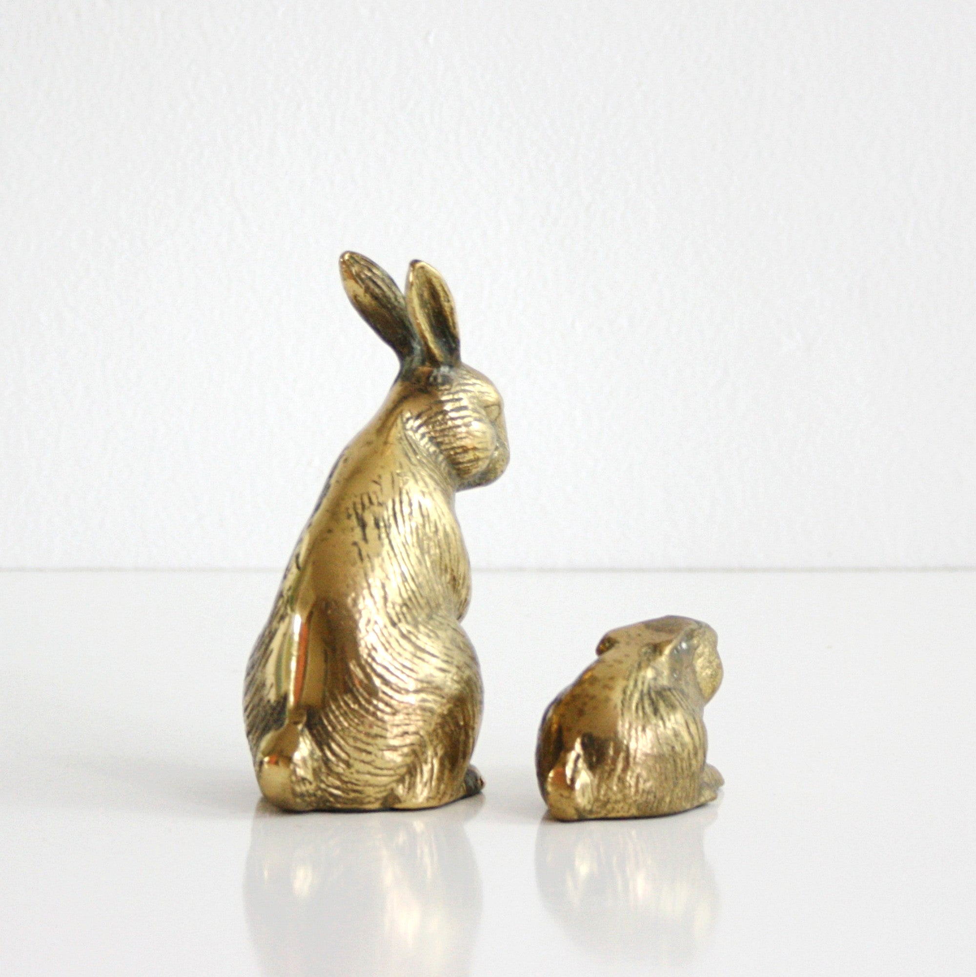 SOLD - Vintage Brass Rabbits / Mid Century Brass Bunny Figurines – Wise ...