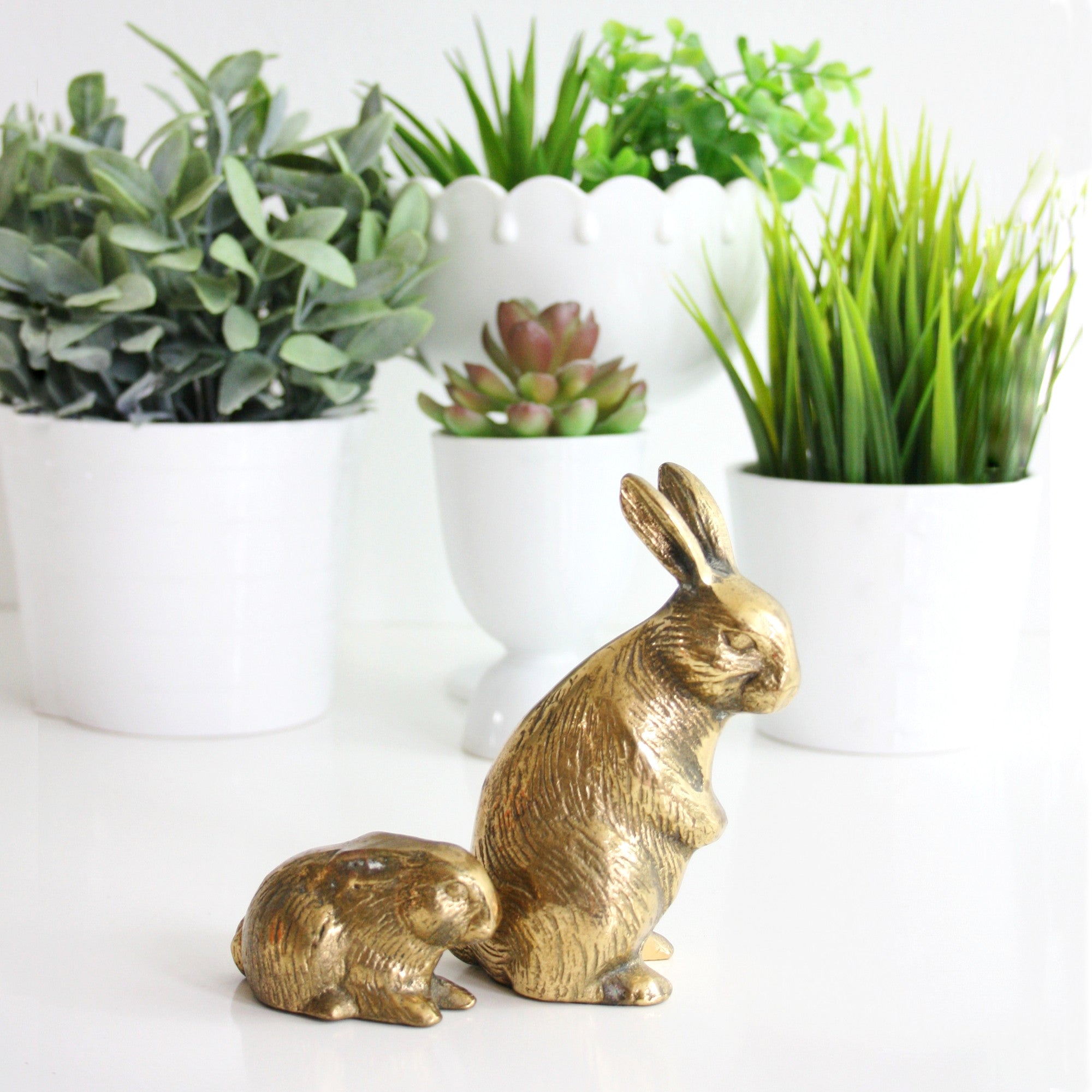 SOLD - Vintage Brass Rabbits / Mid Century Brass Bunny Figurines – Wise ...