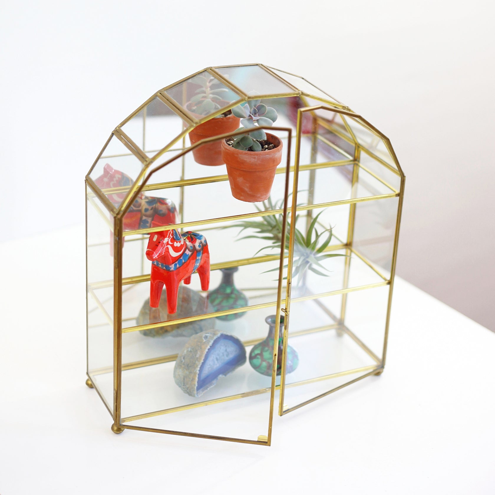 SOLD - Vintage Glass & Brass Mirrored Curio Display Box – Wise Apple ...