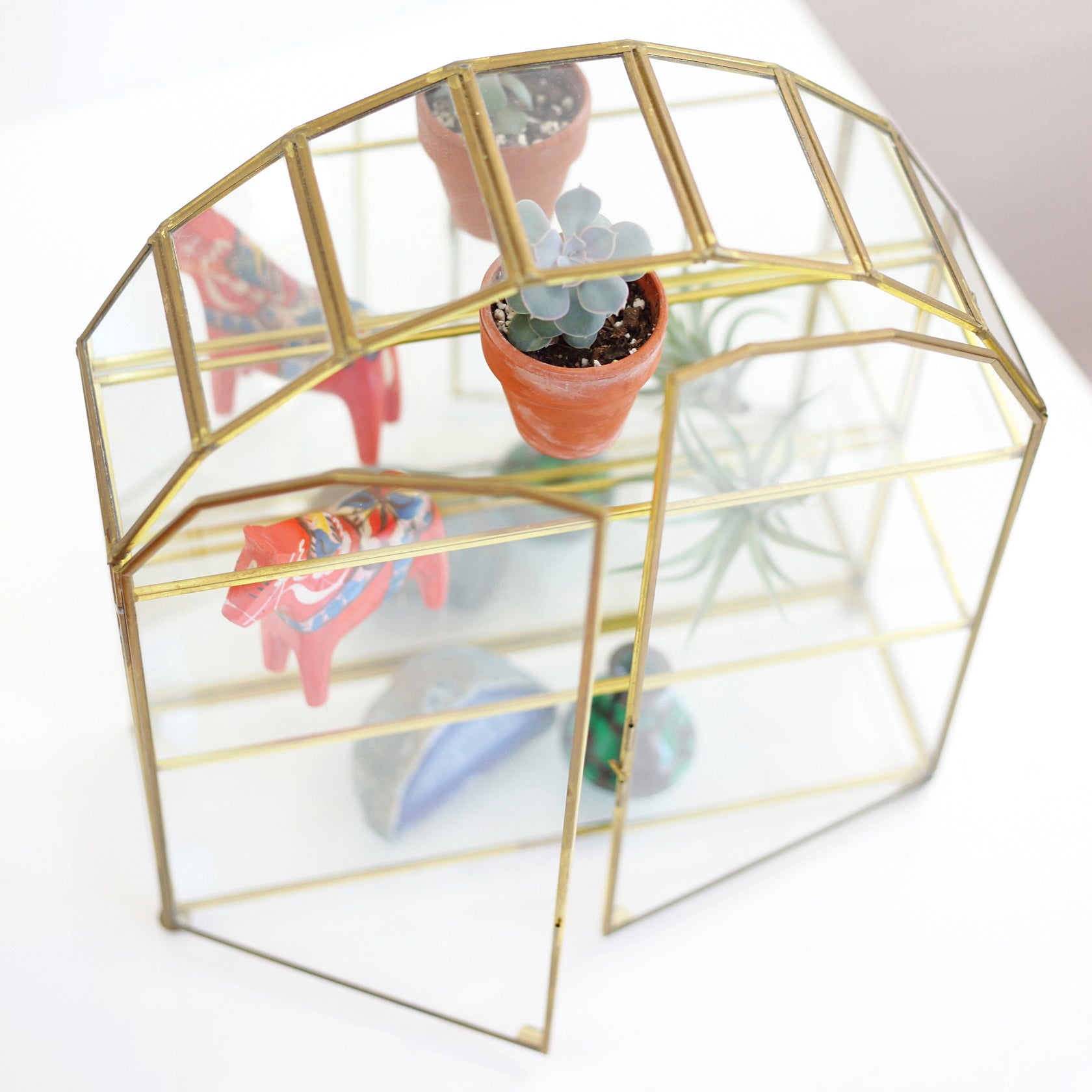 SOLD - Vintage Glass & Brass Mirrored Curio Display Box – Wise Apple ...