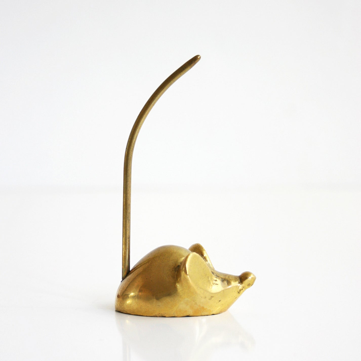 SOLD - Vintage Brass Mouse Figurine / Mid Century Brass Mouse Note Hol ...