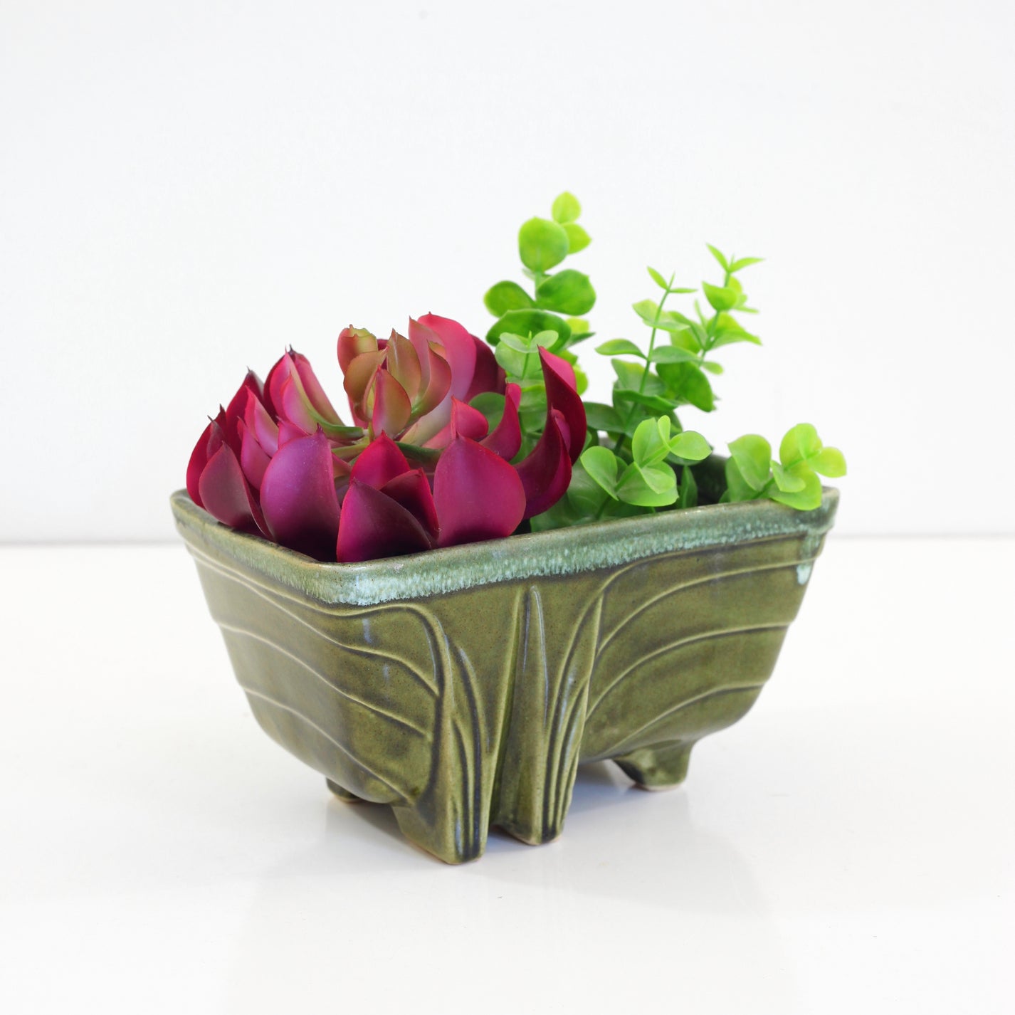 SOLD - Vintage Mossy Green Cookson Pottery Planter – Wise Apple Vintage