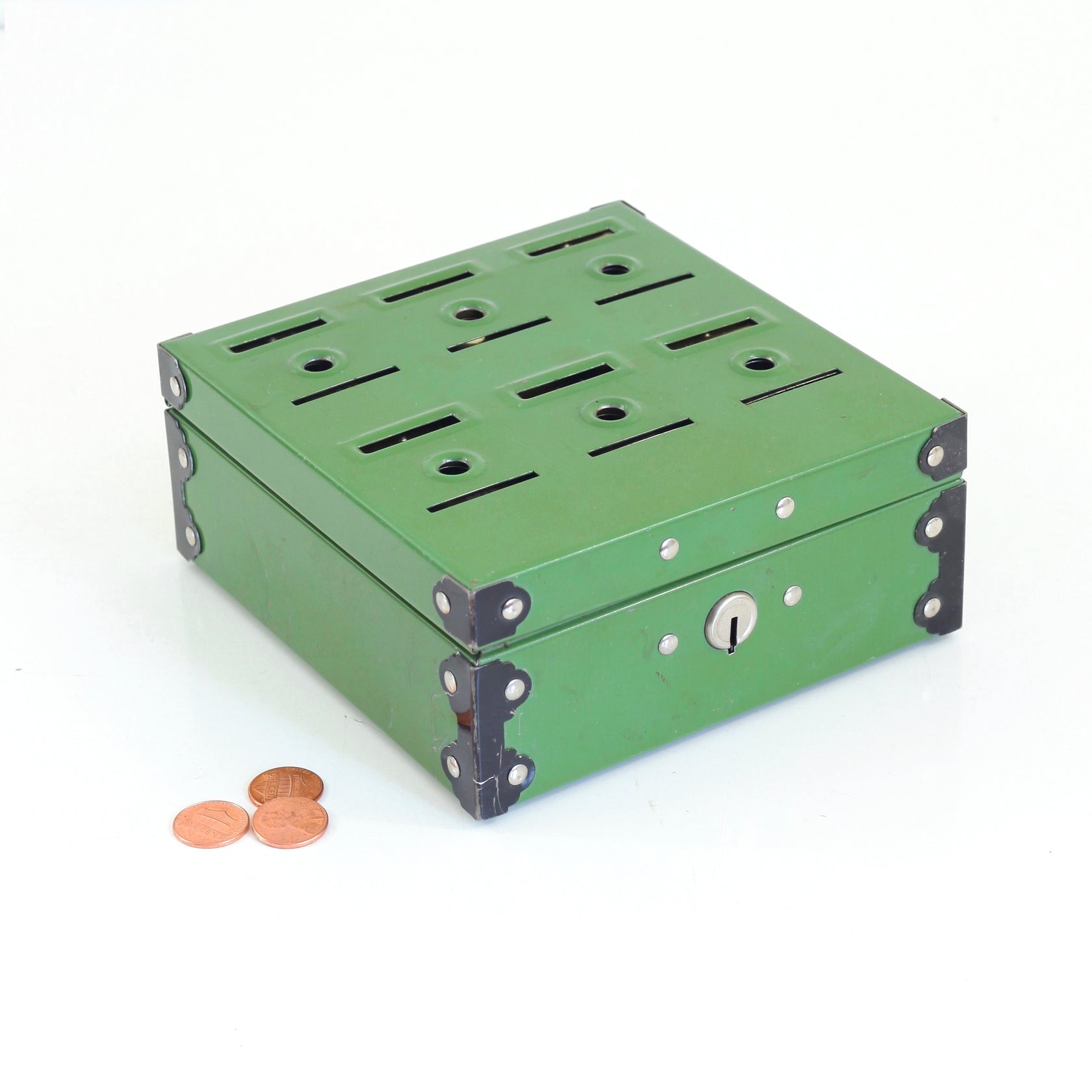 SOLD - Vintage 1950s Metal Home Budget Bank Box in Green – Wise Apple ...