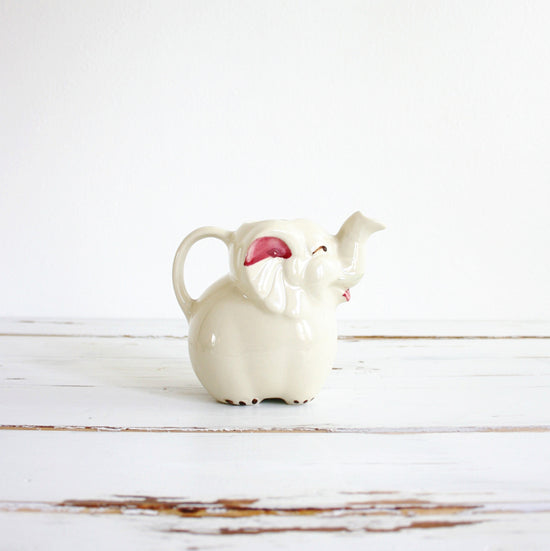 SOLD - Vintage Shawnee Ceramic Elephant Pitcher / Mid Century Figural ...