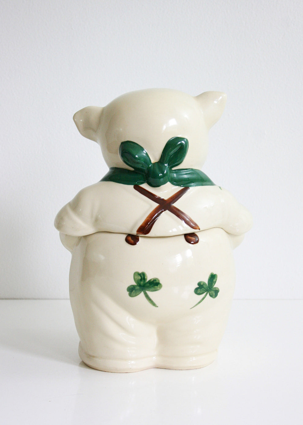 SOLD - Vintage Shawnee Shamrock Pig Cookie Jar / Antique 1940s Shawnee ...