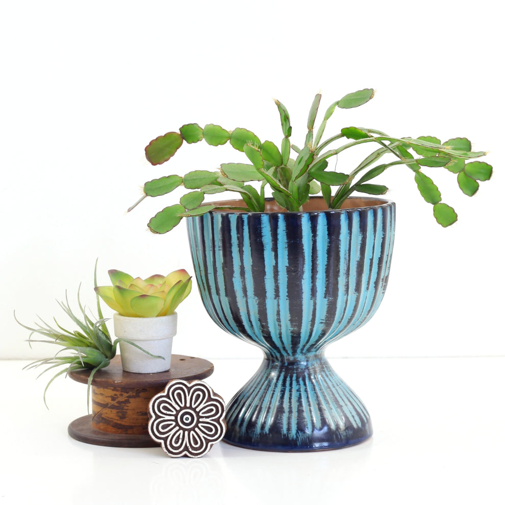 SOLD - Rare Vintage Stangl Blue Pompeii Pedestal Planter – Wise Apple ...