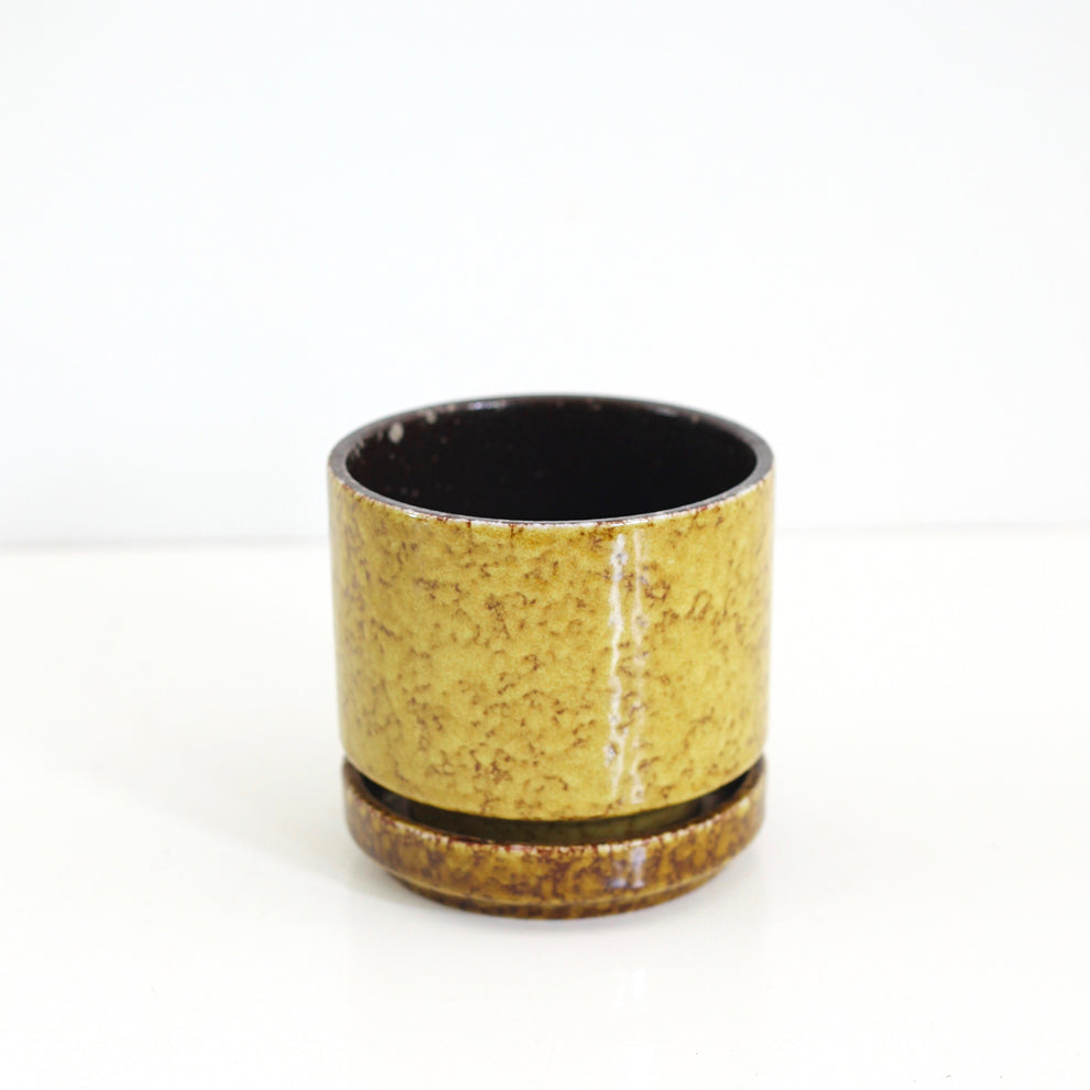 SOLD - Mid Century West German Mustard Yellow Pottery Planter with Und ...