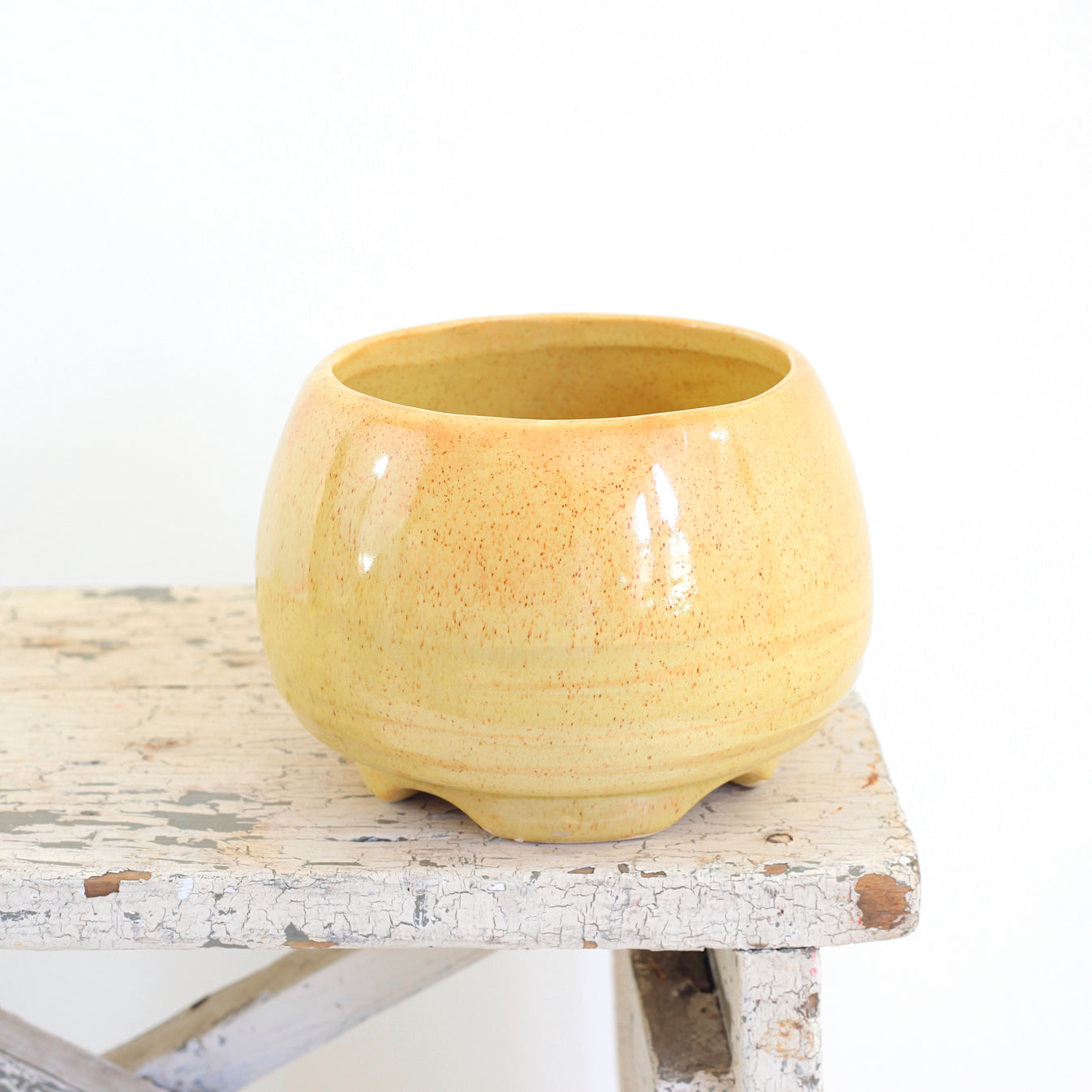 SOLD - Mid Century Mustard Yellow Footed Planter – Wise Apple Vintage