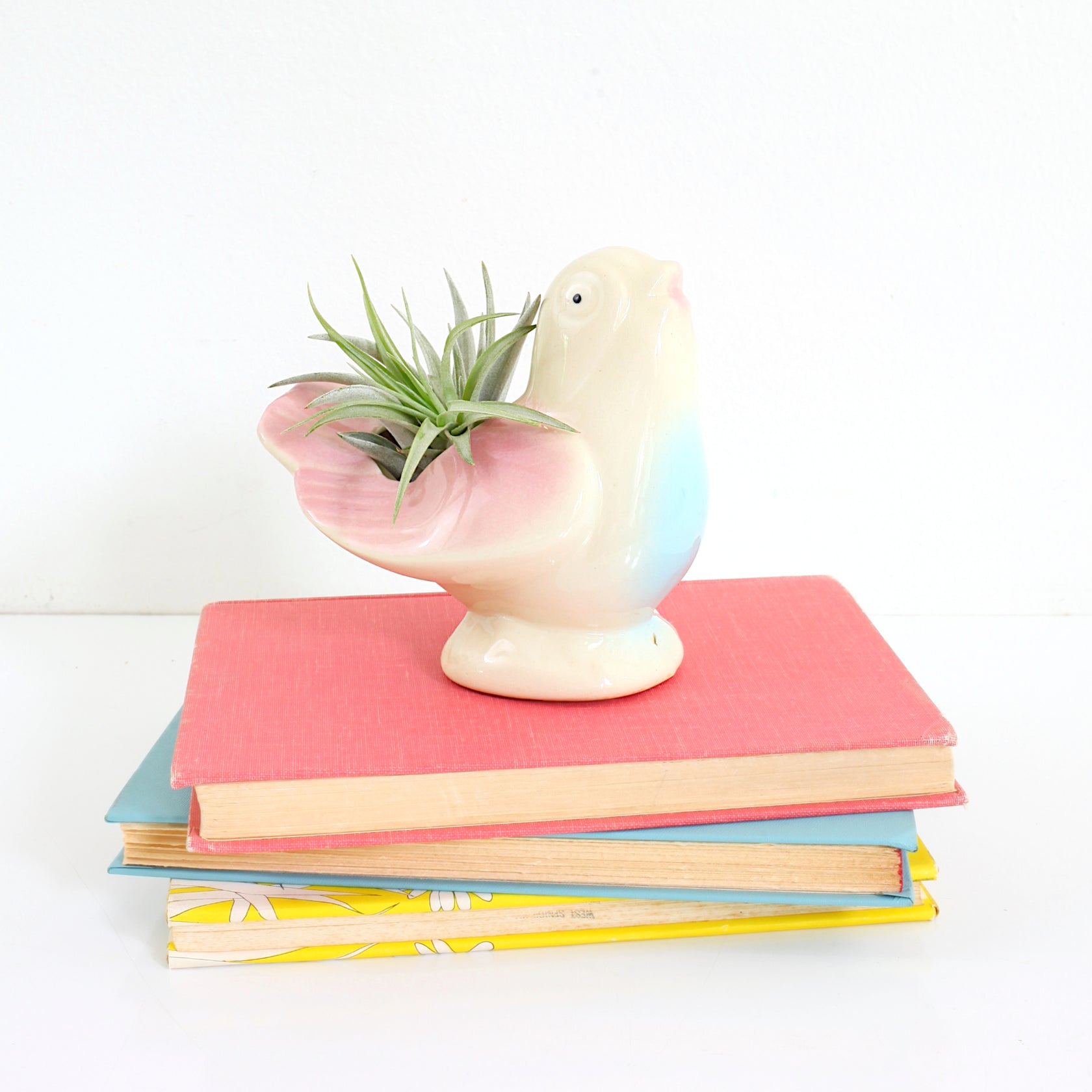 Vintage Pink & Blue Bird Planter – Wise Apple Vintage