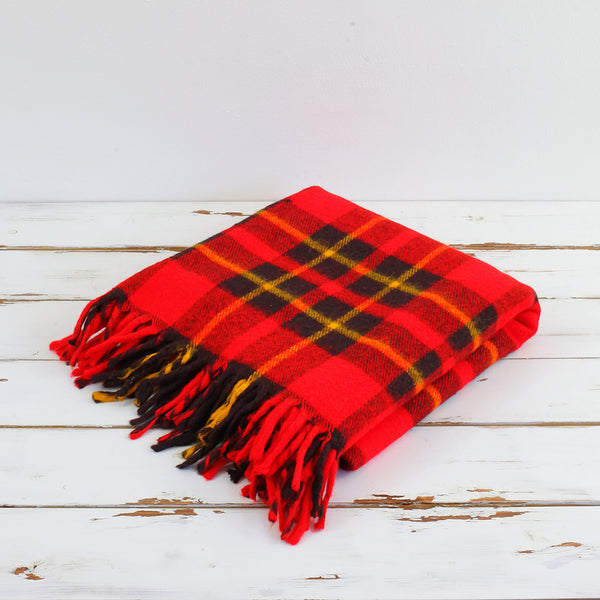 SOLD - Vintage Faribo Plaid Throw Blanket / Red, Yellow & Black – Wise ...